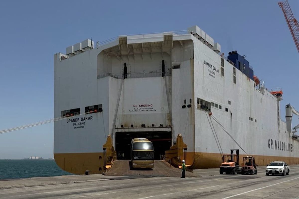 Gulftainer's GSCCO welcomes first Ro-Ro vessel Grande Dakar at Jubail ...